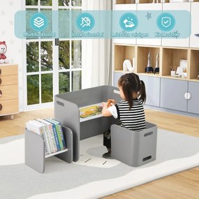 Costway 3 kusový dětský stůl sada židlí dětská sedací skupina dřevěný dětský