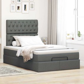 Osmanský rám postele s matrací tmavě šedá 120x190 cm textil 3314073