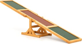 Costway Dřevěný pes Agility Houpačka Pes cvičení a hraní Set Venkovní běhací