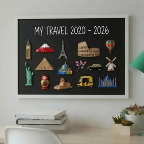 Toptabule.sk  Čierna tabuľa na magnetky v drevenom bielom ráme COLOR 120x90 cm