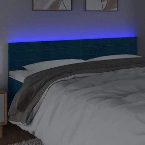 Čelo postele s LED tmavě modré 160x5x78/88 cm samet 3121810