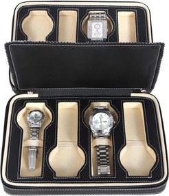 Přenosný úložný box na hodinky, krabička na hodinky pro 8 hodinek, černá