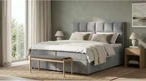 Světle šedá boxspring postel s úložným prostorem 200x200 cm Flip – Ropez