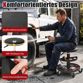 Costway Otočná dílenská stolička 42–56 cm se 2 policemi, černá