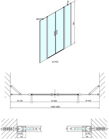 Polysan ZOOM sprchové dveře 1600mm, čiré sklo, ZL1416
