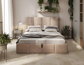 ComfortMatrace Čalouněná postel se zvedacím roštem a úložným prostorem Valencia Barva: Béžová/Beige, Rozměr: 120x200 cm, Výška čela u hlavy: 120 cm
