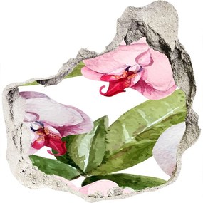 Wallmuralia Nálepka díra na zeď Růžové orchideje 75x75 cm