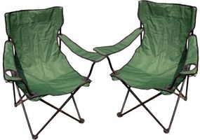 Divero 27858 Kempingová sada - 2x skládací židle s držákem - zelená