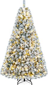 Costway Zasněžený vánoční stromek 183 cm s LED, 928 větví