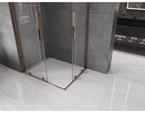 Mexen Velar L Duo, sprchový kout s posuvnými dveřmi 100 x 90 cm, 8mm čiré sklo, růžové zlato, 871-100-090-02-03-60