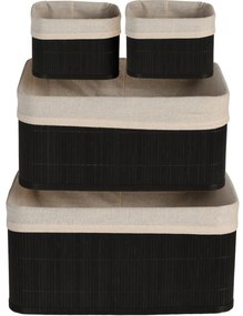 Sada bambusových košíků Pannier černá, 4 ks