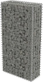 Gabionová zeď s kryty z pozinkované oceli 50 x 20 x 100 cm 143576