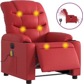 Elektrické masážní polohovací křeslo červené umělá kůže 3206597