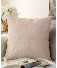 Světle růžový povlak na polštář s příměsí bavlny Minimalist Cushion Covers Leaves, 55 x 55 cm