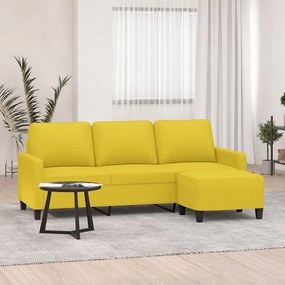 3místná pohovka s podnožkou světle žlutá 180 cm textil 3201042
