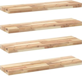 Plovoucí police 4 ks 100 x 20 x 4 cm neošetřené akáciové dřevo 3279430