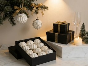 Sada 12 ks vánočních ozdob GOLD FESTIVE 7 cm, bílé/zlaté