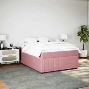 Box spring postel s matrací růžová 140x200 cm samet 3285649