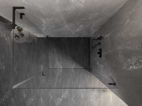 Mexen Lunar-B L pravý výklopný sprchový kout 100 x 80 cm, čiré sklo, černá matná, 832L-100-080-66-00-P