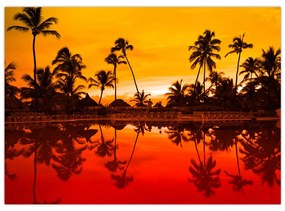Skleněný obraz - Západ slunce nad resortem (70x50 cm)