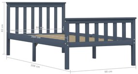 vidaXL Marketos Rám postele šedý masivní borové dřevo 100 x 200 cm