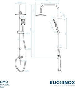Kuchinox Limo, sprchový sloup s dešťovou hlavicí, chromová, LAV-PG9_00KX