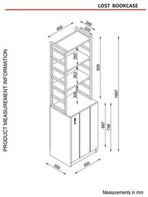 Knihovna se skříňkou v ořechovém dekoru Lost