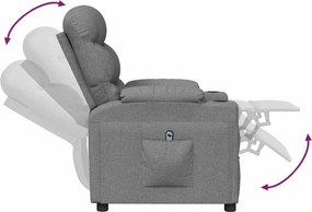 Elektrické polohovací křeslo světle šedé textil 3143491
