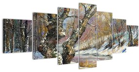 Obraz malované zimní krajiny (210x100 cm)