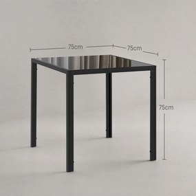 HOMCOM Jídelní stůl 75 x 75 cm, Čtvercový kuchyňský stůl pro 4 osoby, Jídelní stůl s tvrzeným sklem a kovovými nohami, Moderní stůl do kuchyně, jídel…