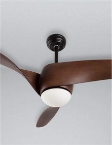NV 5267611 Stropní ventilátor se světlem BREEZE matná černá / sklo 3ABS dřevěné listy LED 18W 3000K - NOVA LUCE
