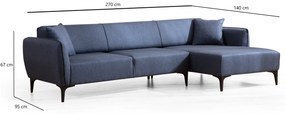 Hanah Home rozkládací modrá pohovka BELISSIMO s lenoškou vpravo 560ARE1806