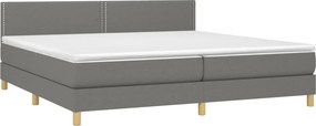 Box spring postel s matrací a LED tmavě šedá 200x200 cm textil 3133662
