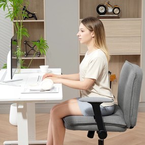 HOMCOM Kancelářská židle s výklopnými opěrkami rukou, široká kancelářská židle s lněným vzhledem, výškově nastavitelná, ocelový základ, šedá