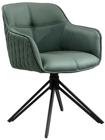 Designová otočná židle Natasha zelená kůže