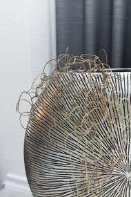 Dekorativní podlahová váza ATENA, sklolaminát, výška 50 cm, stříbrno-černá