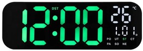 JVD Digitální černé nástěnné hodiny s LED zelenými číslicemi JVD DH9016.1