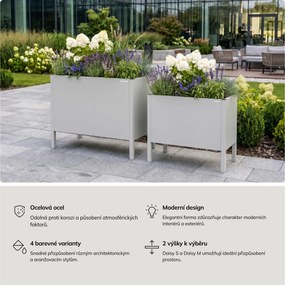Malý šedý kovový obal na květináč: DAISY 400 x 350 x 250 mm