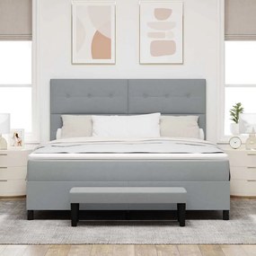 Postel s boxspringem s čelo Světle šedá 180 x 200 cm textil 3344086