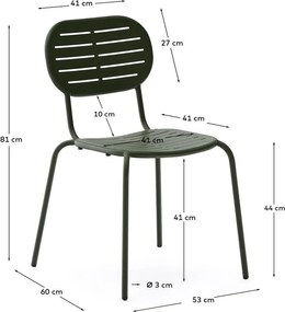 Tmavě zelená kovová zahradní židle Brai – Kave Home