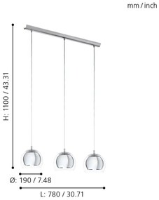 Eglo 94593 - Lustr ROCAMAR 3xE27/60W/230V