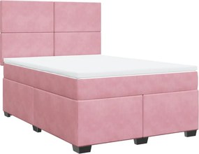 Box spring postel s matrací růžová 140x190 cm samet 3293205