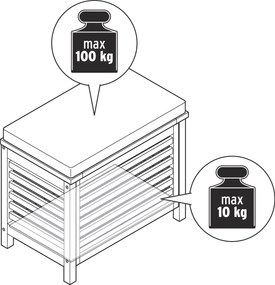 Tchibo - Sedací truhla z masivního dřeva se sedákem - barva: hnědá