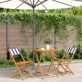 3dílný bistro set modrý a bílý textil a masivní dřevo 3281765