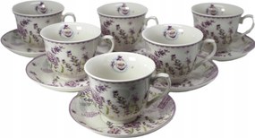 Šálky Levandule 6+6 komplet káva čaj porcelánové 180 ml dárek