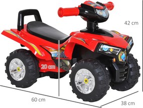 HOMCOM Dětský čtyřkolový elektrický auto-motorek bez pedálů s hudbou a světly 60x38x42cm