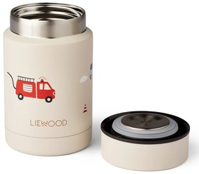 LIEWOOD Dětská termoska Nadja Emergency Vehicle/Sandy Food Jar, krémová barva, kov