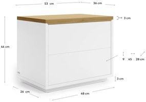 Bílý lakovaný noční stolek Kave Home Abilen 53 x 36 cm