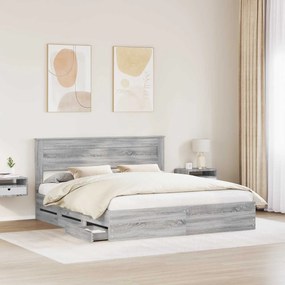 Rám postele s čelo Šedá Sonoma 200 x 200 cm Inženýrské dřevo 3409827