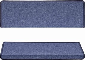 Schodové rohože 15 ks 65 x 21 x 4 cm modré s obdélníkovým okrajem 134574